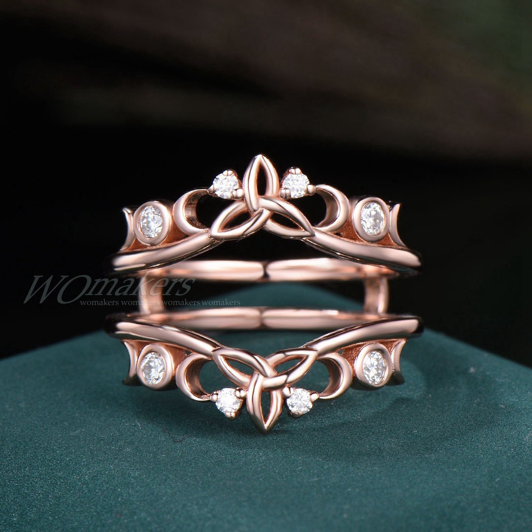 Double Curved Matching Band Moissanite Stacking Band Celtic Knot ...