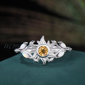 Rapunzel Princess Magic Sunflower Ring Natural Citrine Engagement Ring ...