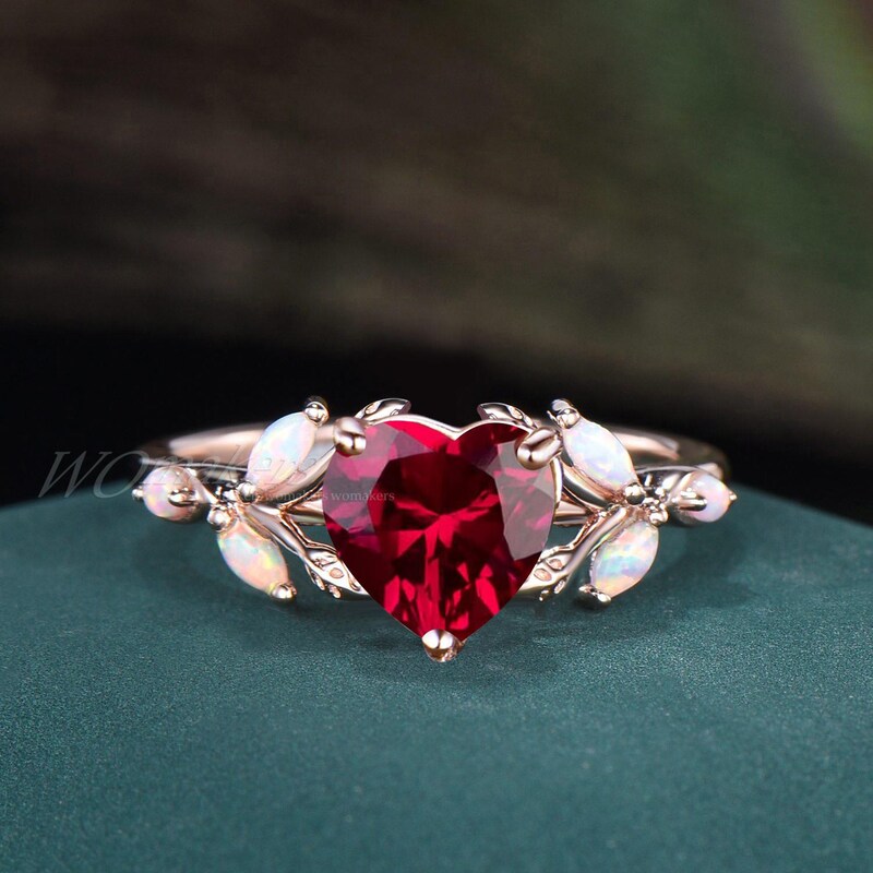Valentine Ruby Heart Ring - Etsy