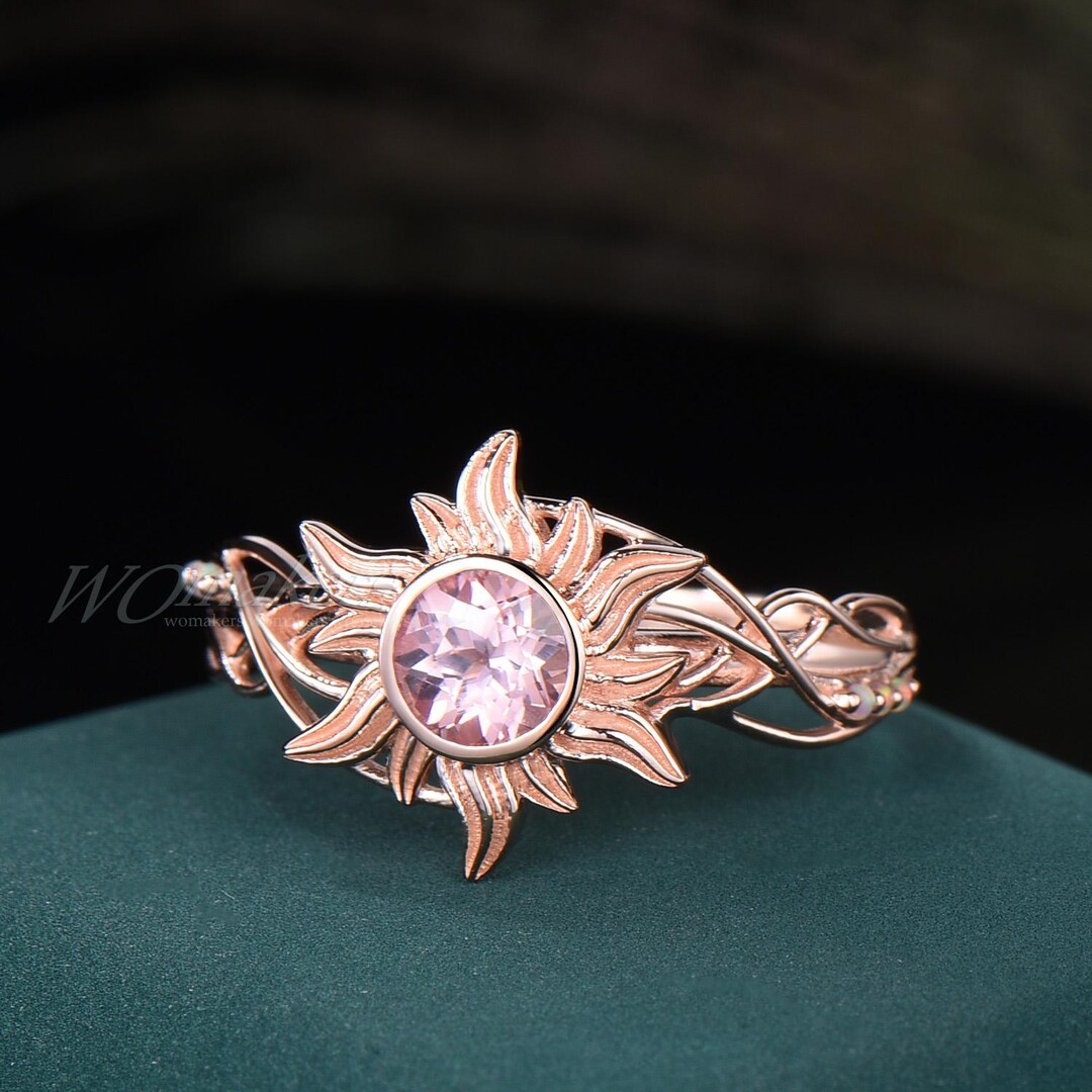 Sun Pink Padparadscha Engagement Ring Tangled Pink Sapphire Sundrop ...