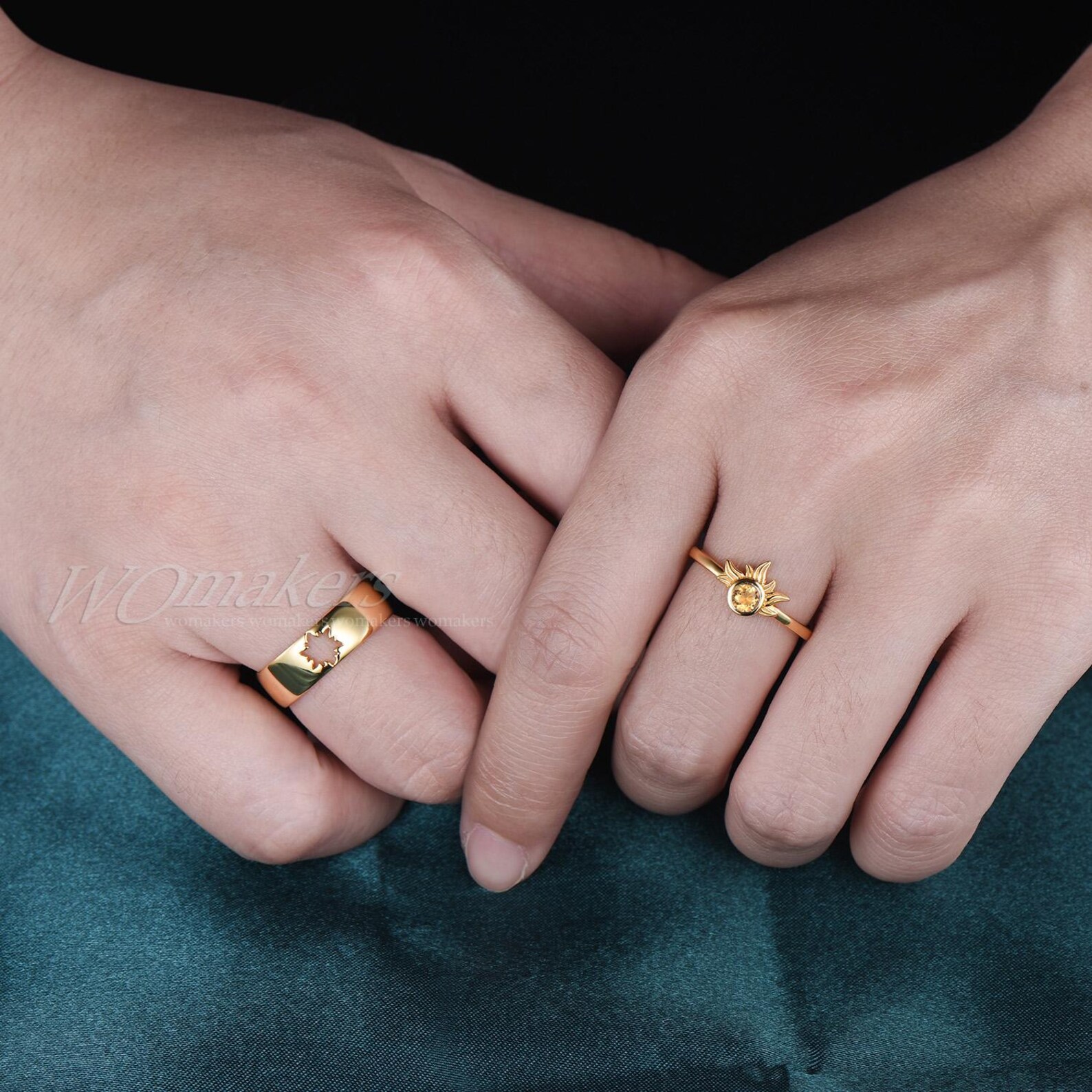 Rapunzel Inspired Couple Rings Tangled Sunflower Rings Natural Citrine ...