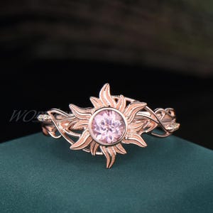 Sun Pink Padparadscha Engagement Ring Tangled Pink Sapphire Sundrop ...