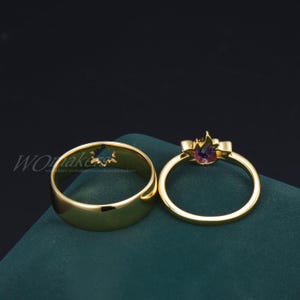 Tangled Inspired Sun Couple Rings Comfort Fit Solid Gold Matching Rings ...