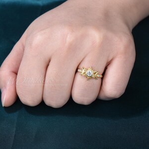 Crescent Moon&sun Ring Tangled Moissanite/diamond Engagement Ring ...