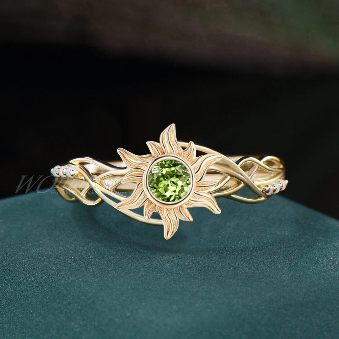 Princess Rapunzel Inspired Ring Sun Natural Peridot Engagement Ring ...
