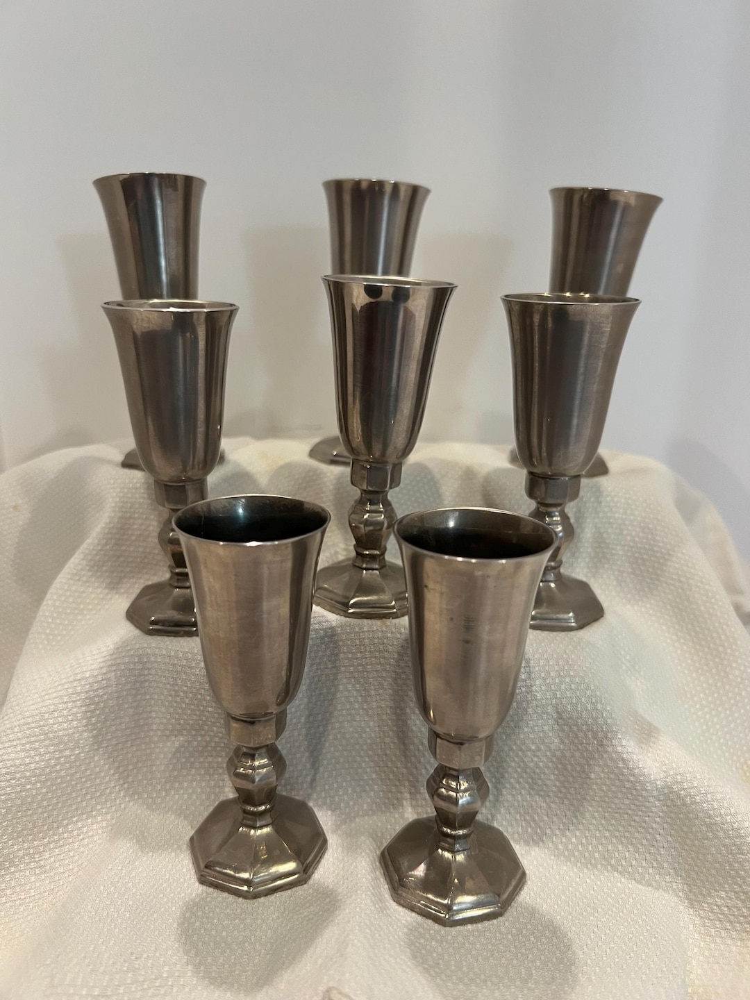 Vintage Britannia Pewter Set of 8 Shot Glasses - Etsy