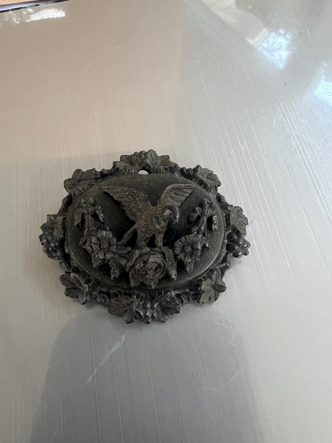 Victorian Era Vulcanite Eagle With Flowers Mourning Brooch - Etsy