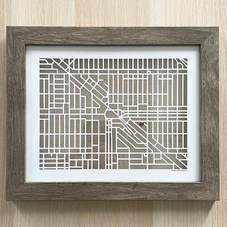 Neighborhood Map City Map Paper Art Custom Map Unique | Etsy