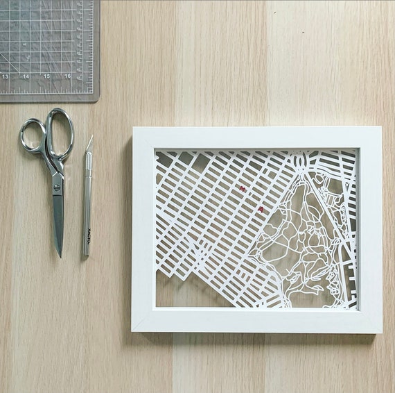 Mapa del vecindario Mapa de la ciudad Arte en papel Mapa | Etsy México