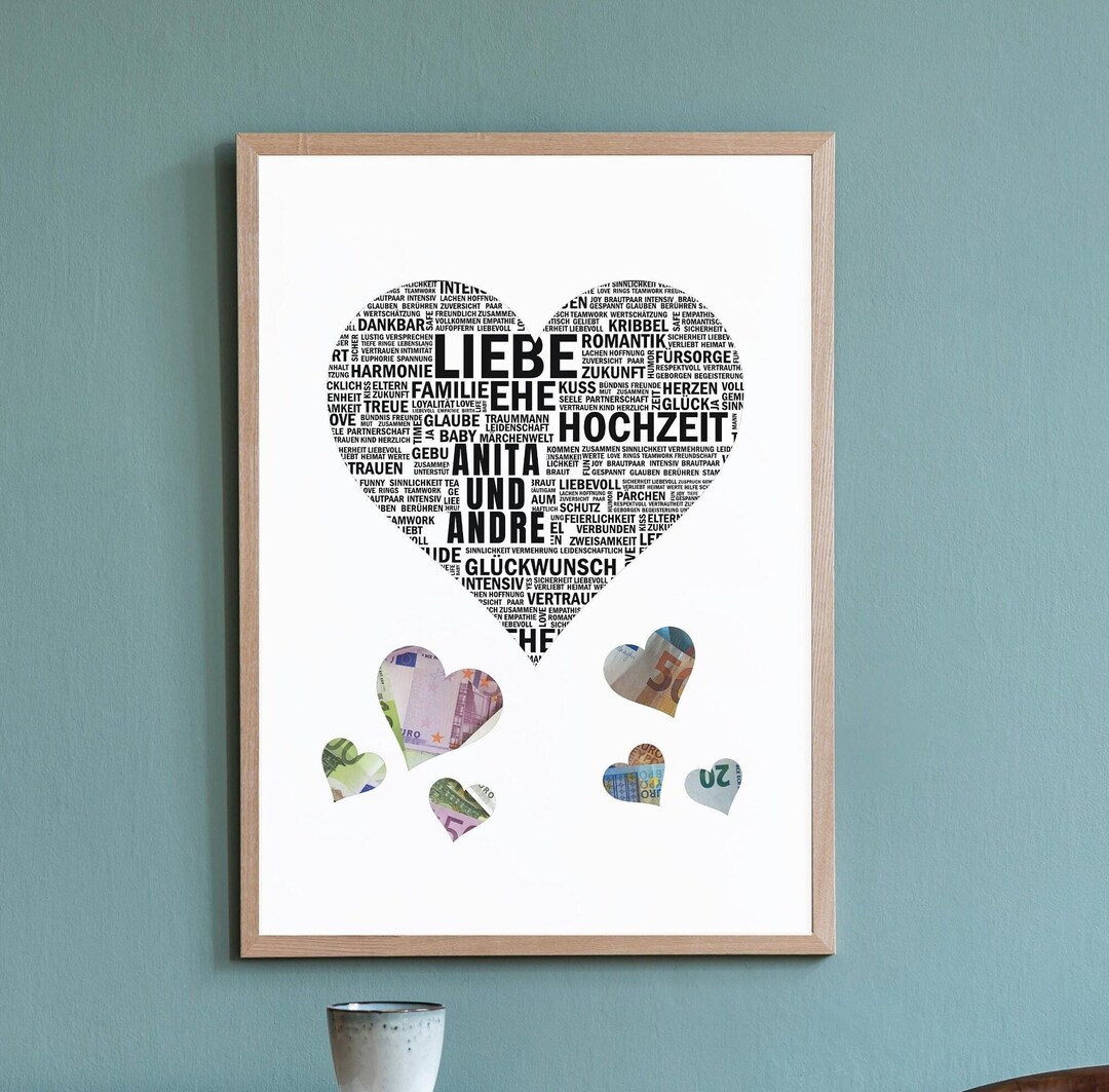 Money Gift Wedding Personalized Individual Picture Poster to Print ...