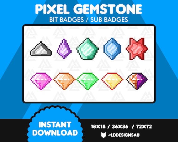 Twitch Bit Badges Sub Badges Pixel Gemstones - Etsy