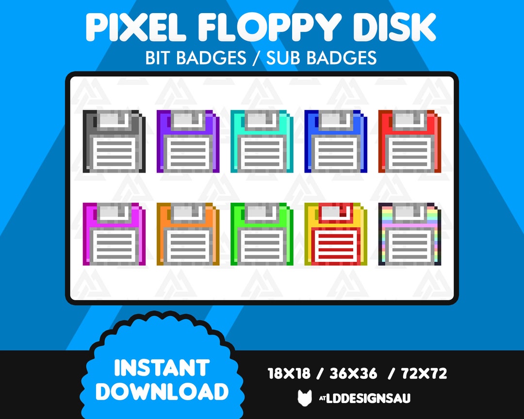 Pixel Floppy Disk Twitch Bit Badges | 8-bit Retro Twitch Sub Badges ...