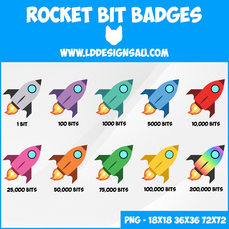 Twitch Bit Badges Subscriber Badges Rocket Ships | Etsy
