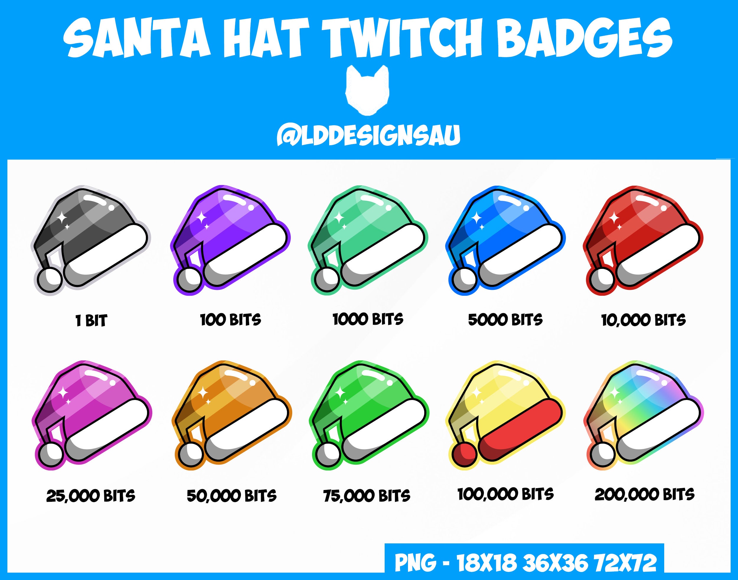 Twitch Subscriber Badges Bit Badges Christmas Santa's | Etsy