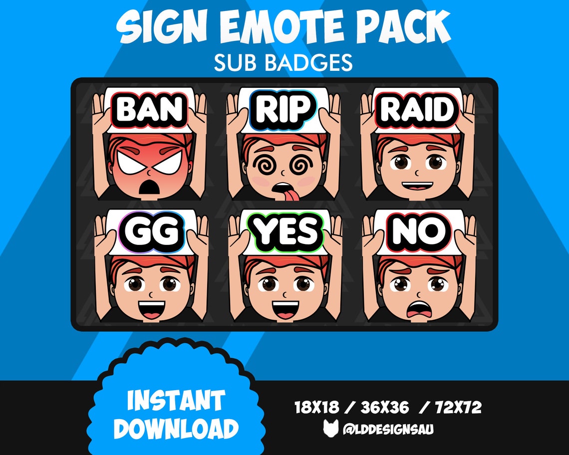 Sign Emote Boy Twitch Emote Chibi Male Orange Hair Brown | Etsy