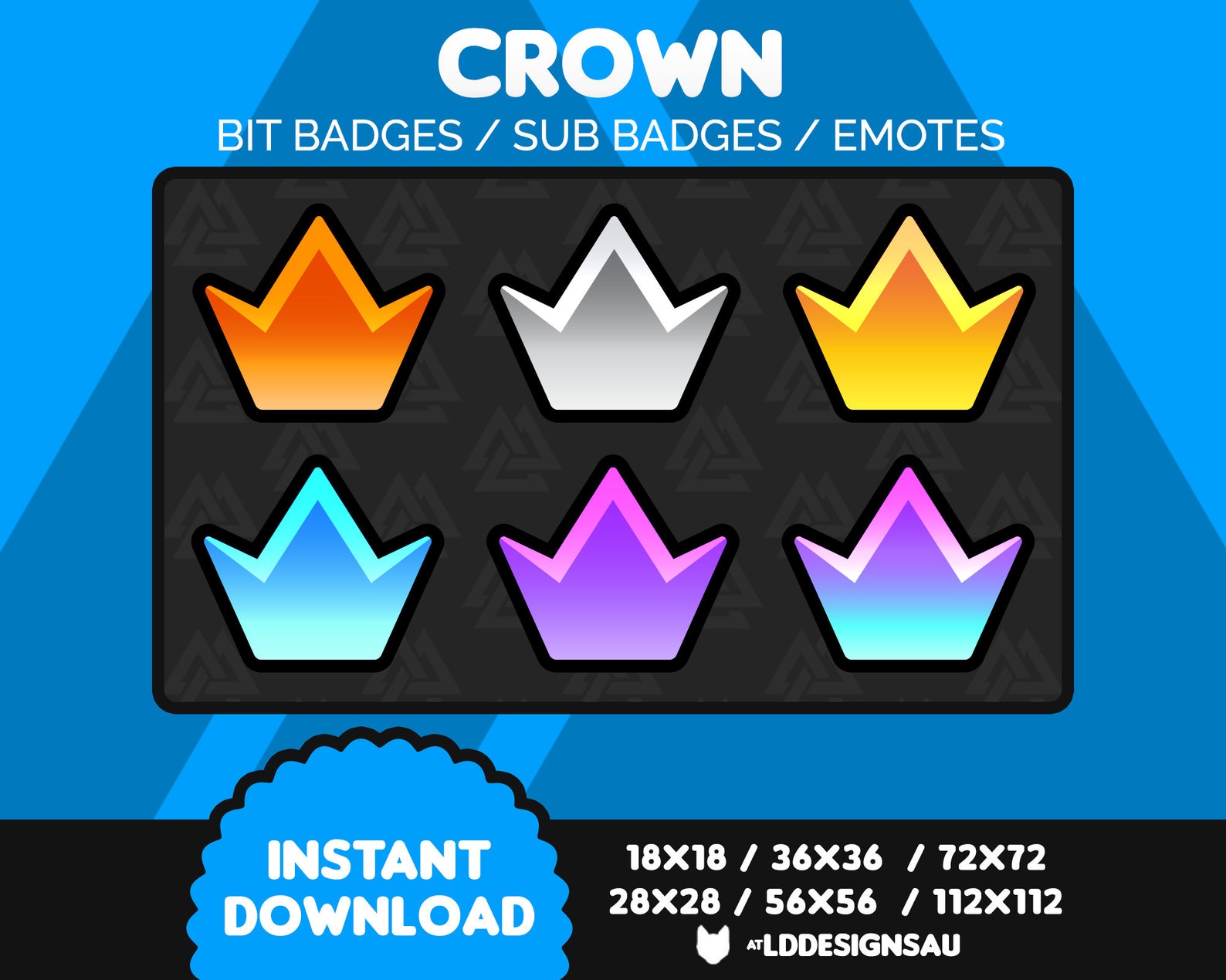 Twitch Subscriber Bit Loyalty Badges Sub Badges Crown - Etsy