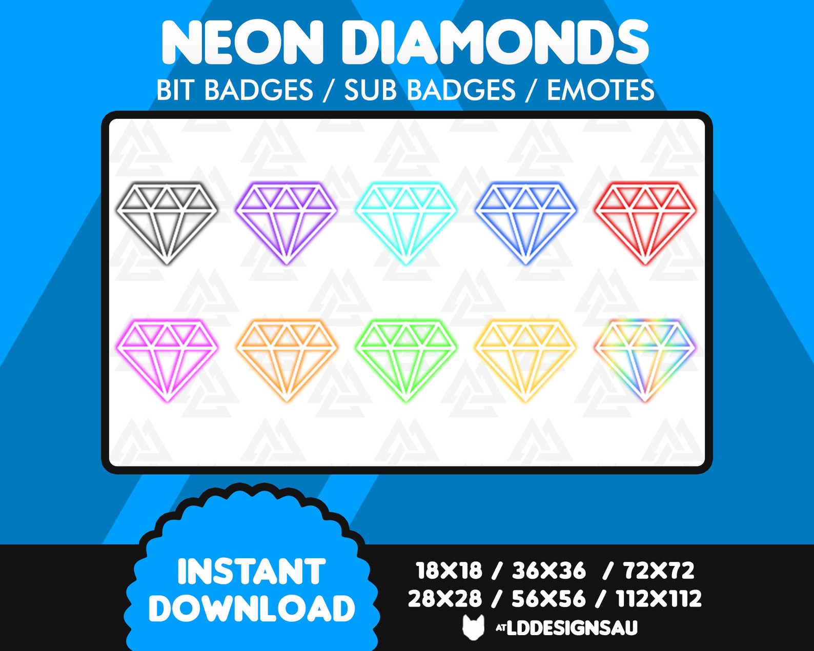 Neon Diamond Twitch Subscriber Badges Twitch Sub Badges - Etsy
