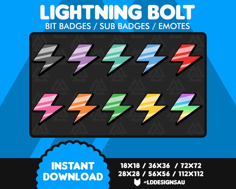 Twitch Bit Badges | Twitch Sub Badges | Lightning Bolt - Etsy