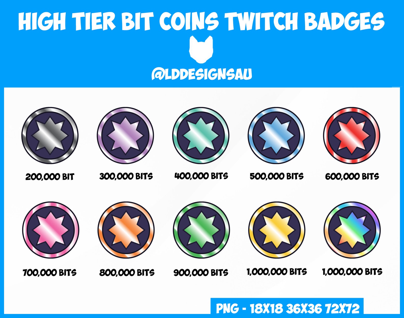 Twitch Bit Badges Twitch Sub Badges High Tier Bit Coins | Etsy UK