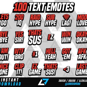 Twitch Text Emotes | Twitch and Discord Emotes | Emote Bundle | Premade ...