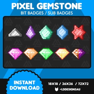 Twitch Bit Badges | Sub Badges | Pixel Gemstones - Etsy Canada