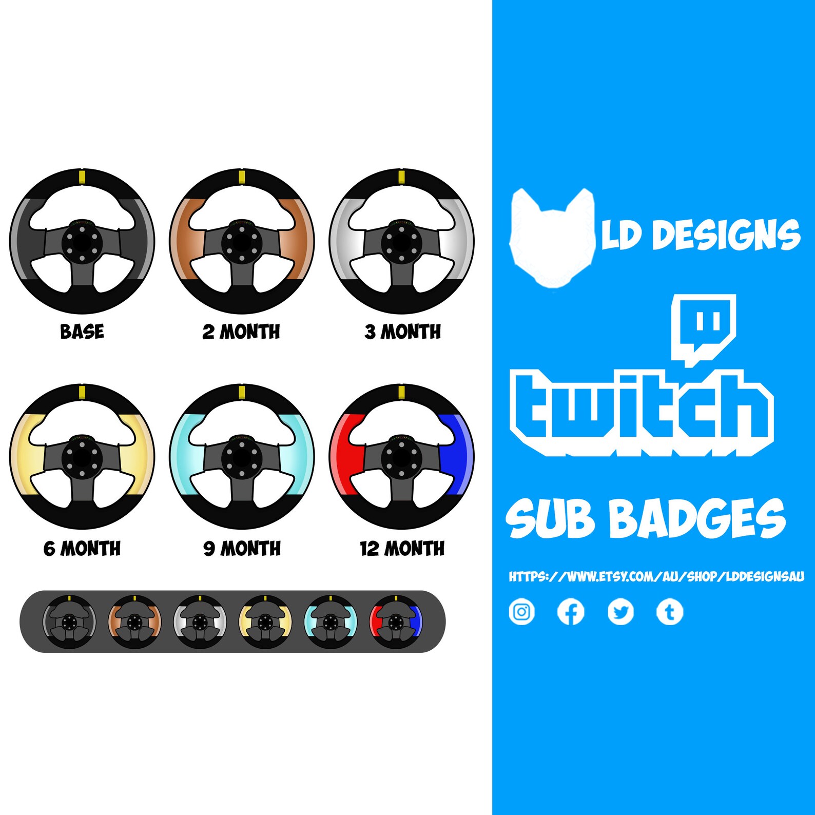 Twitch Subscriber Badges Twitch Sub Badges Steering Wheel - Etsy