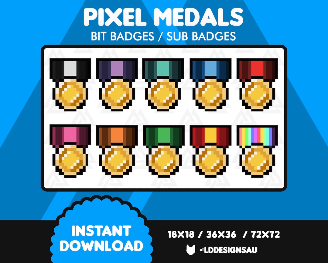 Pixel Medals Twitch Bit Badges 8-bit Retro Twitch Sub Badges Twitch ...
