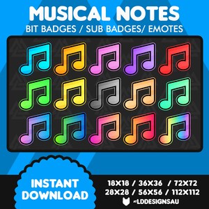 Twitch Emote Music Notes | Twitch Subscriber Badges | Twitch Sub Badges ...