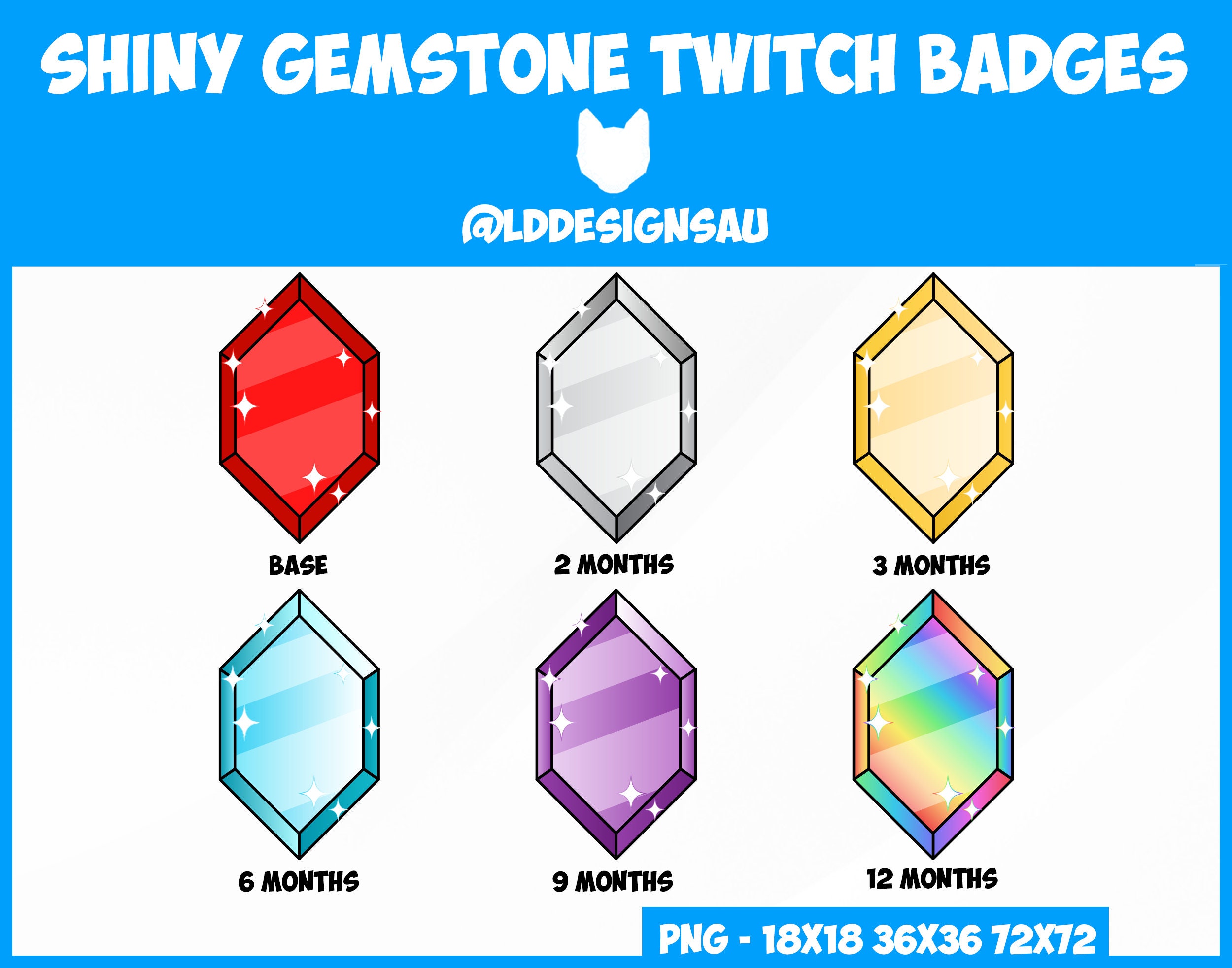 Twitch Subscriber Badges Bit Badges Gemstones | Etsy
