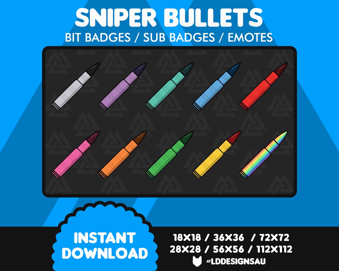 Twitch Bit Badges Twitch Sub Badges Sniper Bullets - Etsy