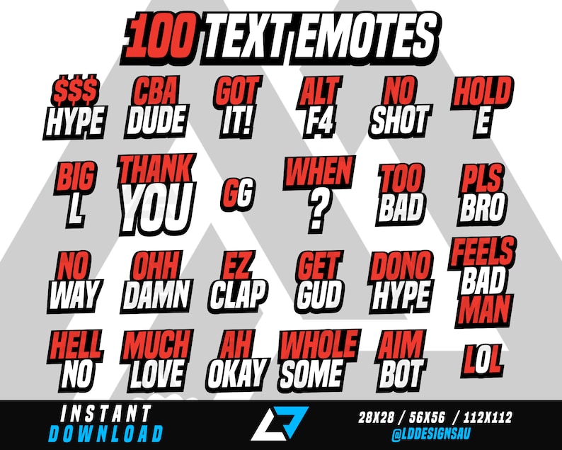 Twitch Text Emotes Twitch and Discord Emotes Emote Bundle - Etsy