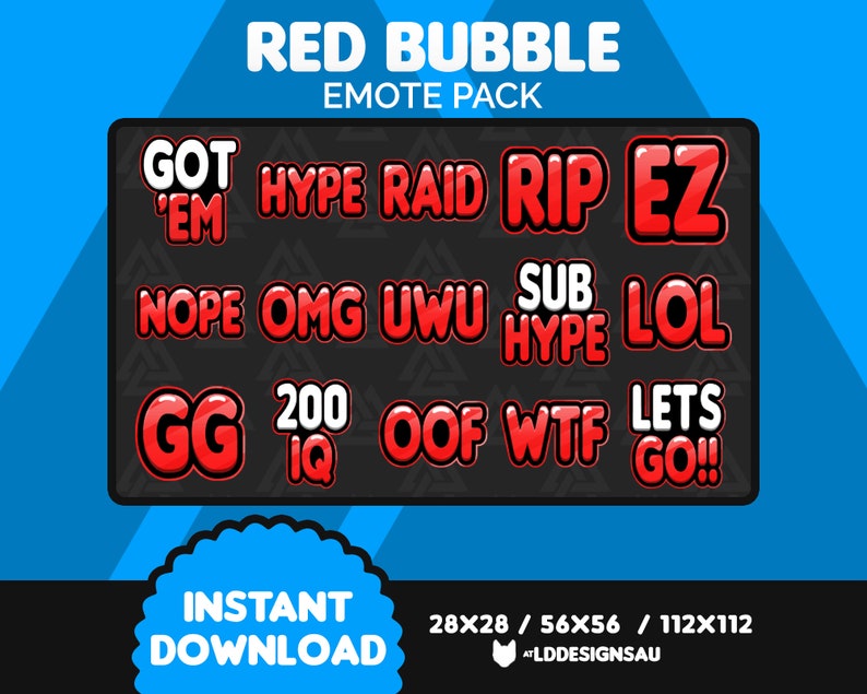 15 Red Bubble Text Emotes Twitch Emote Emote Pack Text - Etsy