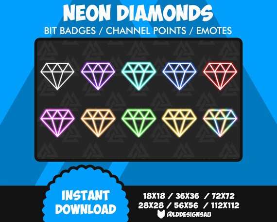 Neon Diamond Twitch Subscriber Badges Twitch Sub Badges | Etsy