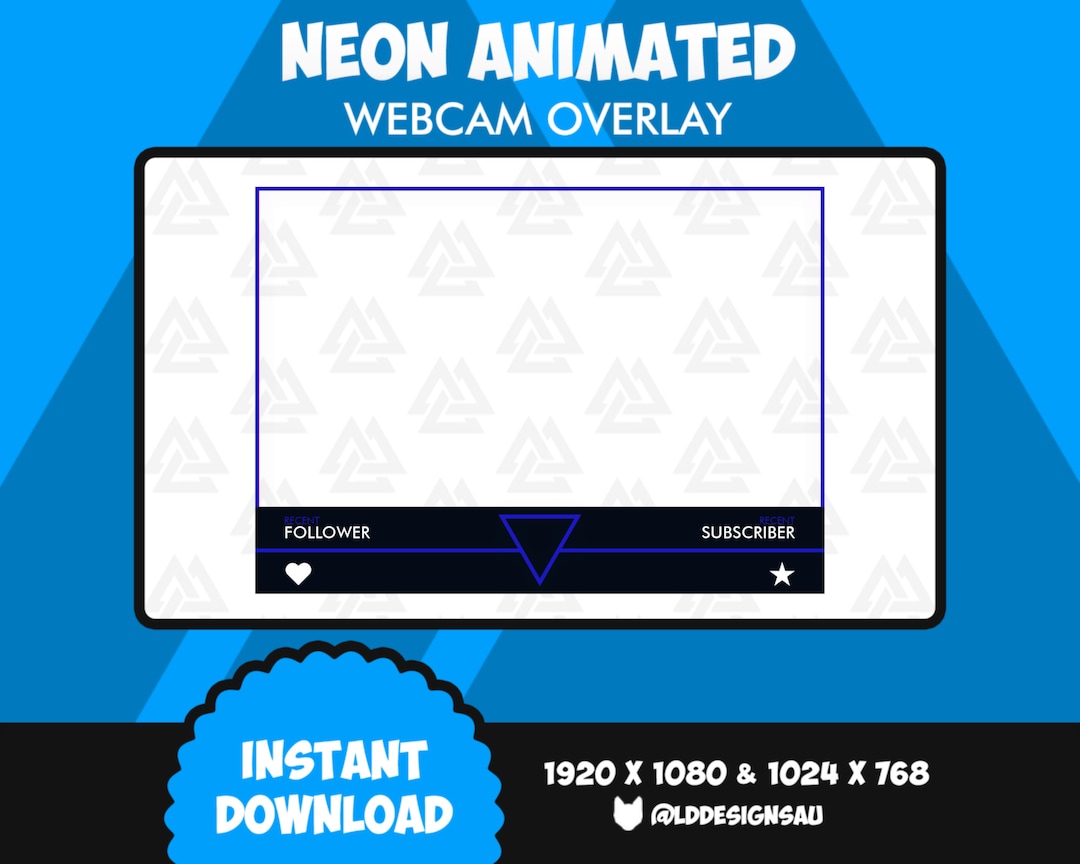 Neon Blue Animated Webcam Border Overlay for Twitch | Streaming Webcam ...