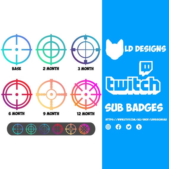 Twitch Subscriber Badges Twitch Sub Badges Crosshairs - Etsy