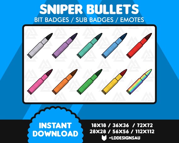 Twitch Bit Badges Twitch Sub Badges Sniper Bullets - Etsy