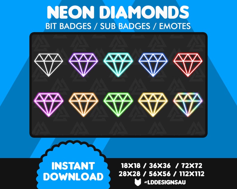 Neon Diamond Twitch Subscriber Badges Twitch Sub Badges - Etsy