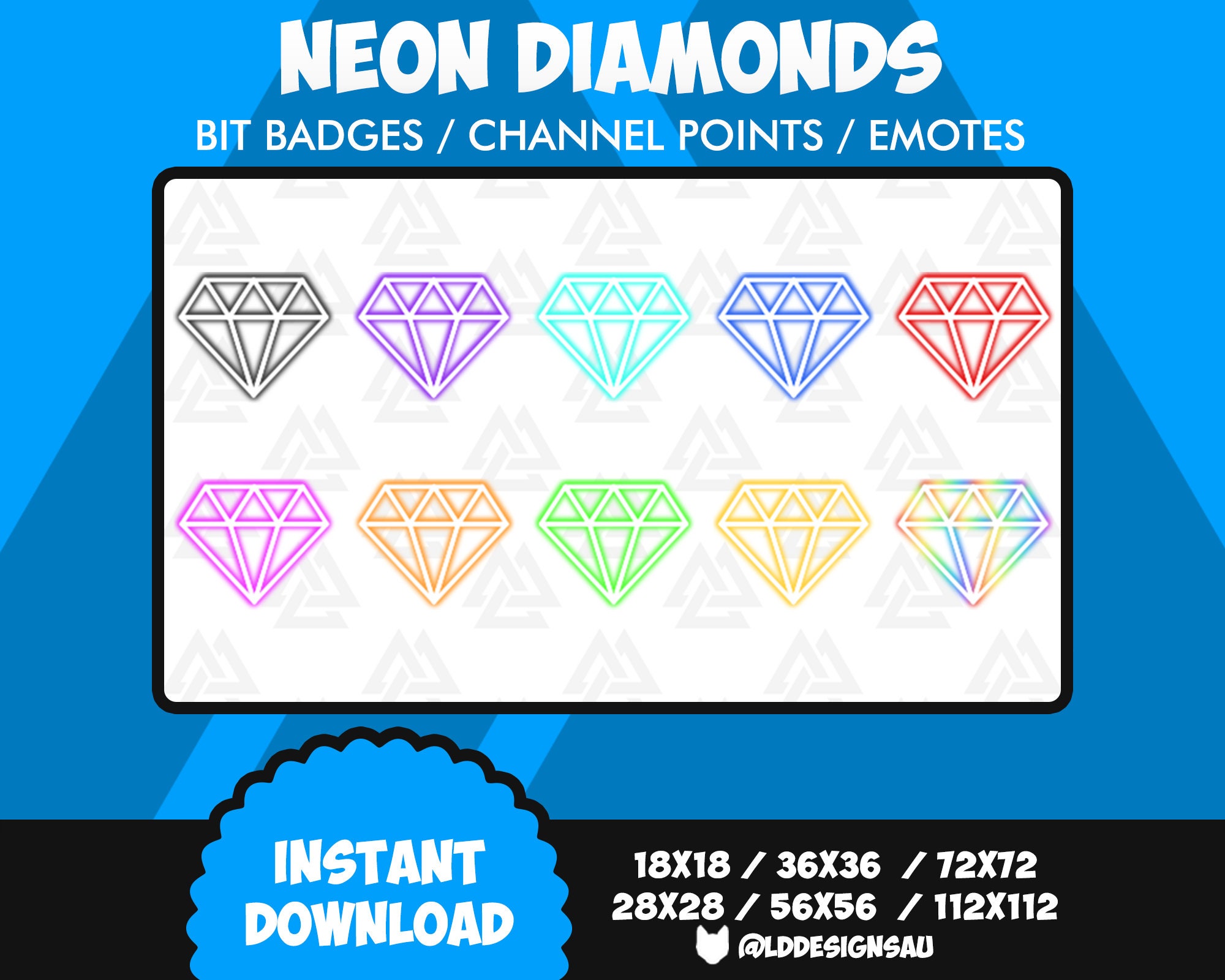 Neon Diamond Twitch Subscriber Badges Twitch Sub Badges | Etsy