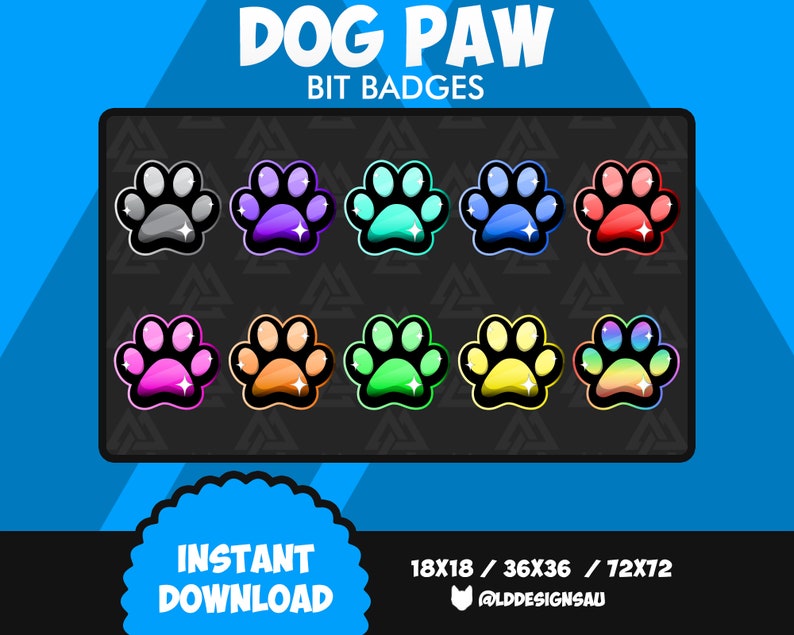 Twitch Bit Badges Twitch Sub Badges Dog Paw | Etsy