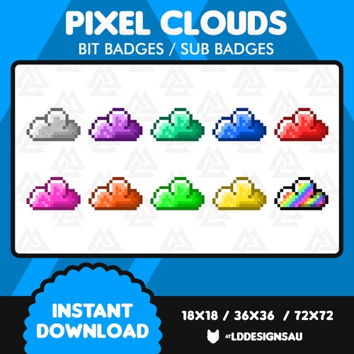 Twitch Bit Badges Sub Badges Pixel Cloud - Etsy Australia