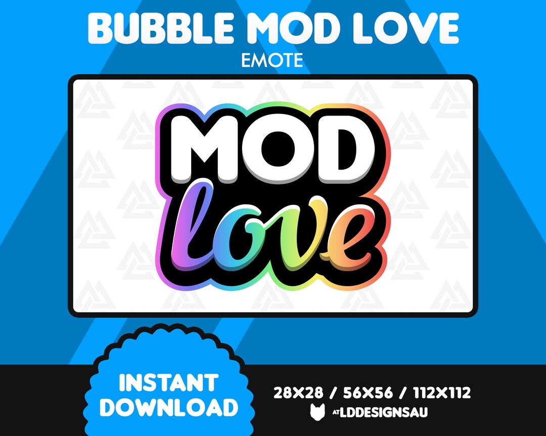 Bubble Mod Love Twitch Emote | Mod Love Text Discord Emote | Streamer ...