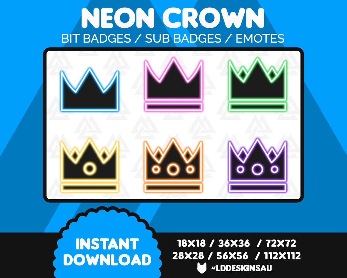 Twitch Subscriber Badges Twitch Sub Badges Neon Crown - Etsy