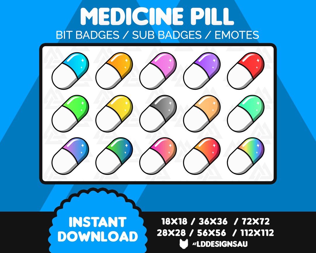 Medicine Pill Twitch Badges Twitch Sub Badges Twitch Subscriber Badges Twitch Bit Badges ...
