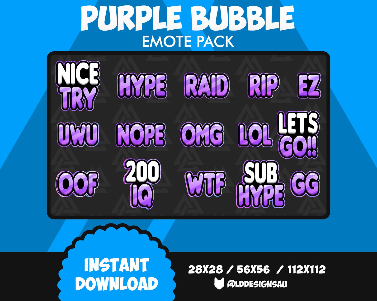 15 Purple Bubble Text Emotes Twitch Emote Emote Pack Text | Etsy