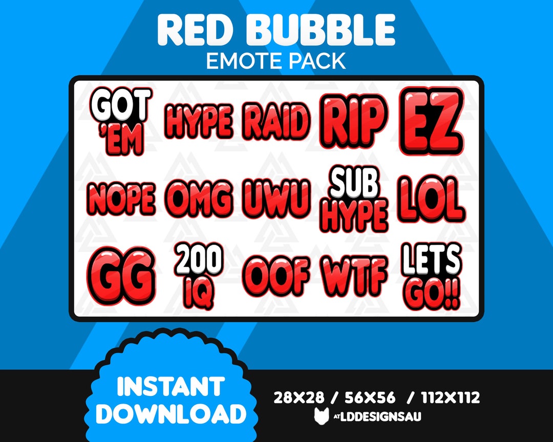 15 Red Bubble Text Emotes Twitch Emote Emote Pack Text Discord Emote ...