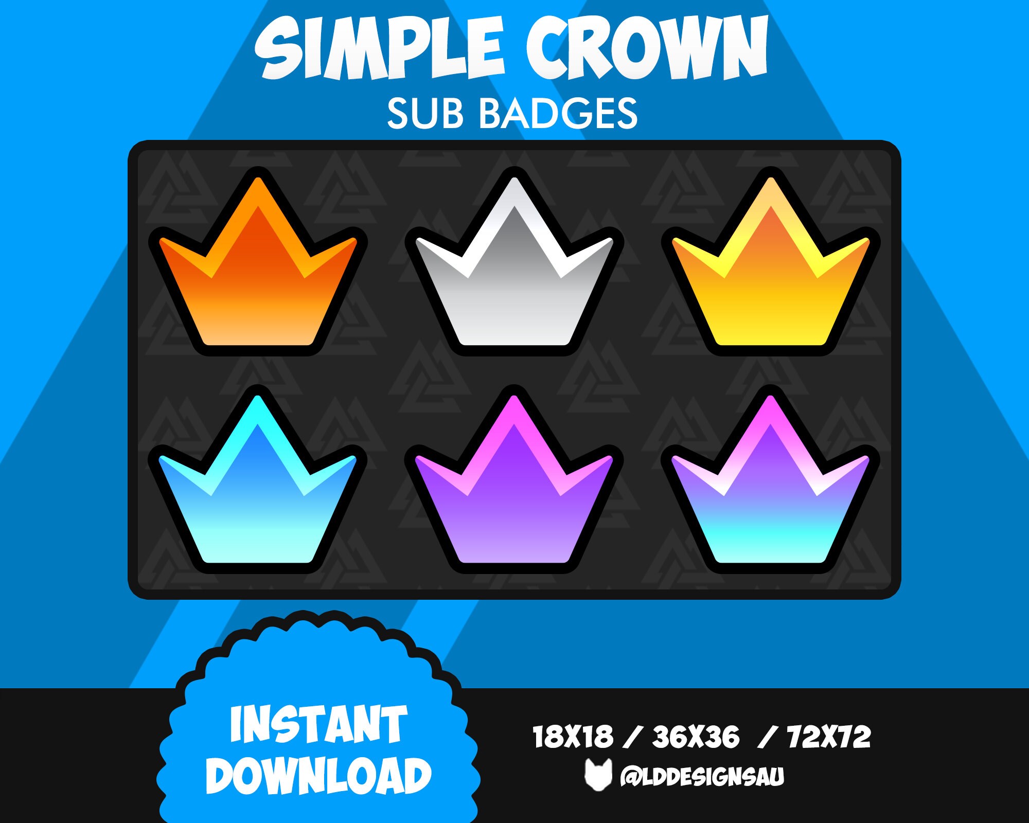 Twitch Subscriber Bit Loyalty Badges Sub Badges Crown | Etsy