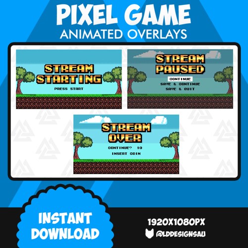 Retro Pixel 8-bit Stream Screens for Twitch animated - Etsy