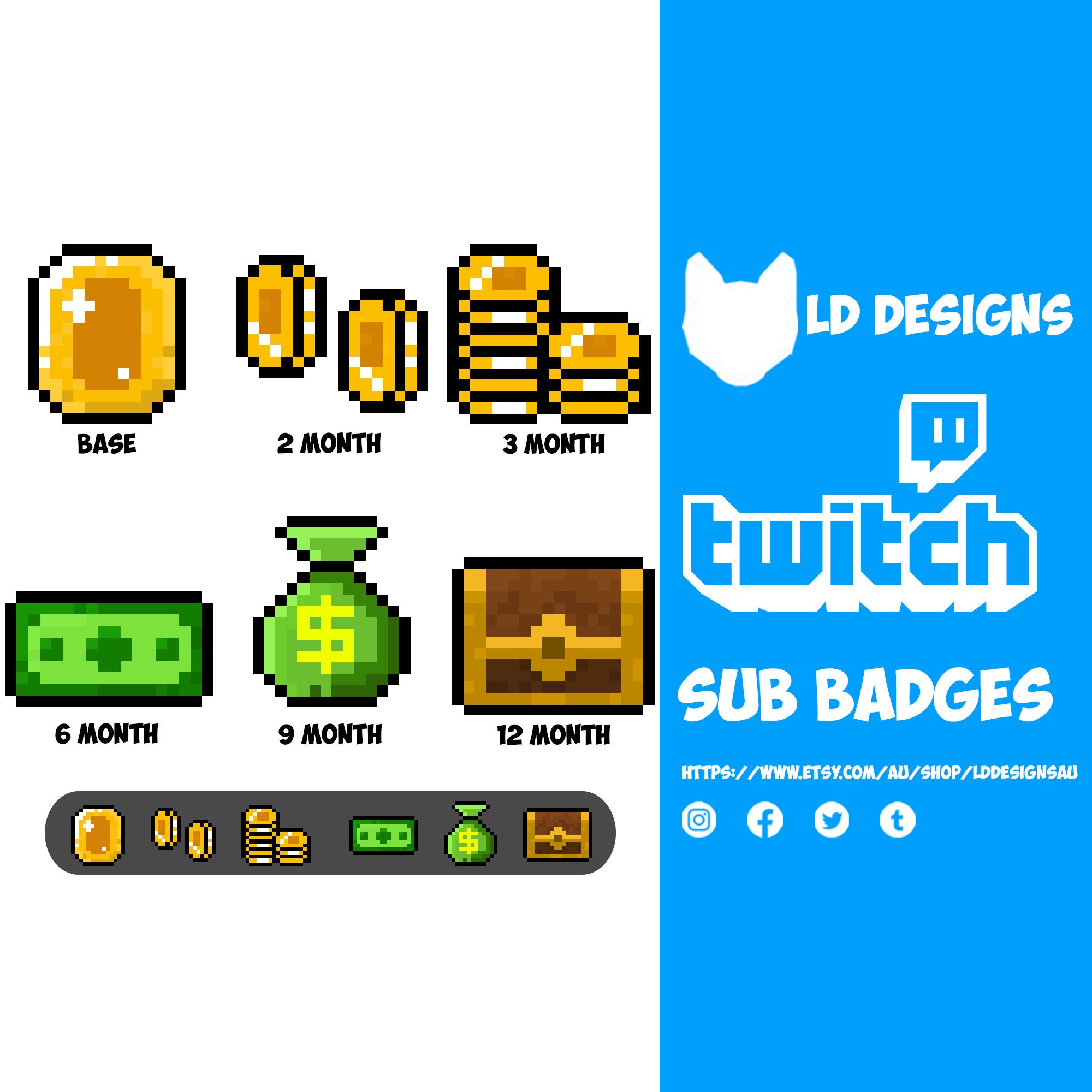 Twitch Subscriber Badges Twitch Sub Badges Money | Etsy