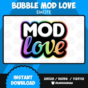 Bubble Mod Love Twitch Emote Mod Love Text Discord Emote | Etsy