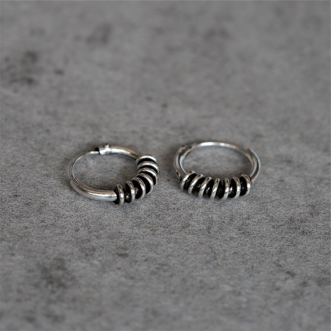 Sterling Silver Bali Hoops 10mm Bali Hoops Oxidized Bali - Etsy